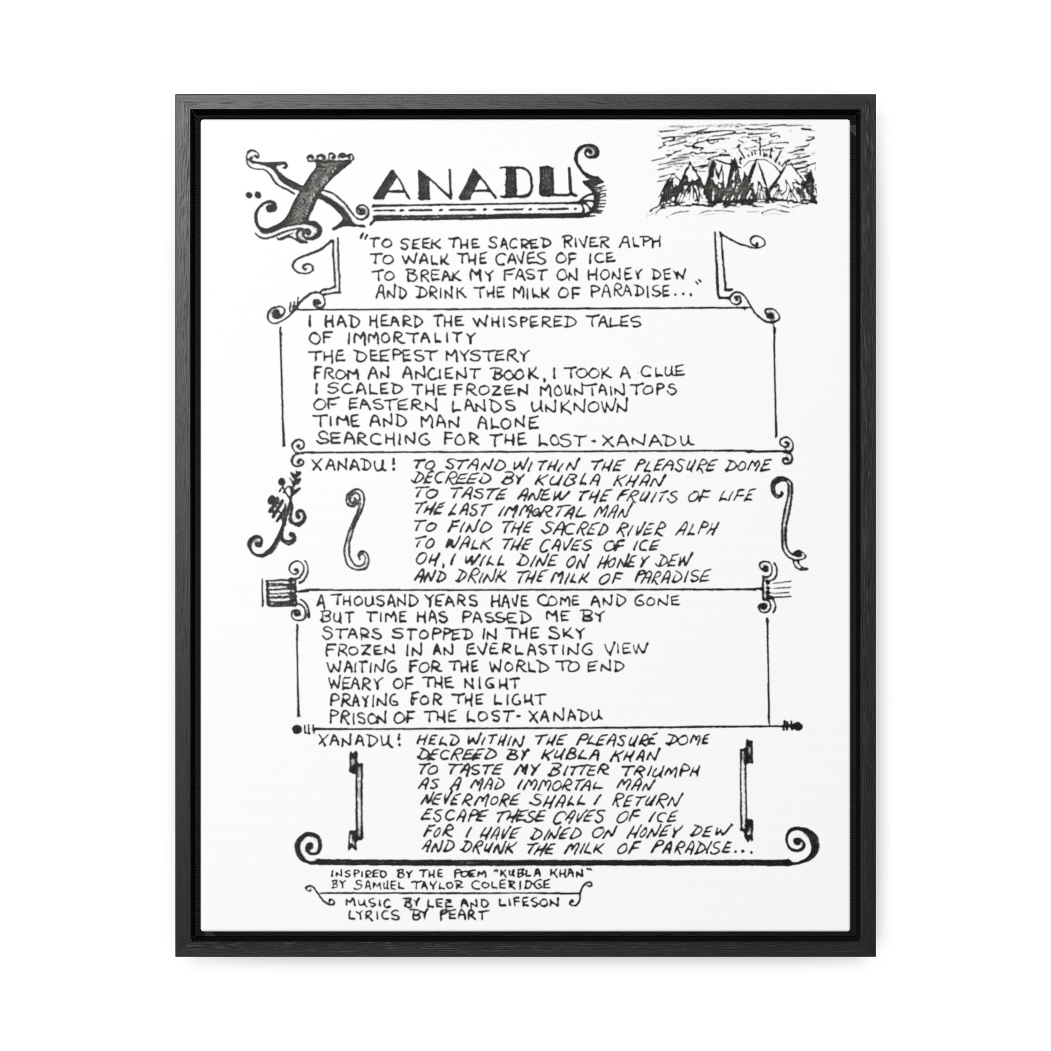 Rush Xanadu Lyric Sheet Canvas Rush Band Moving Pictures Rush ...