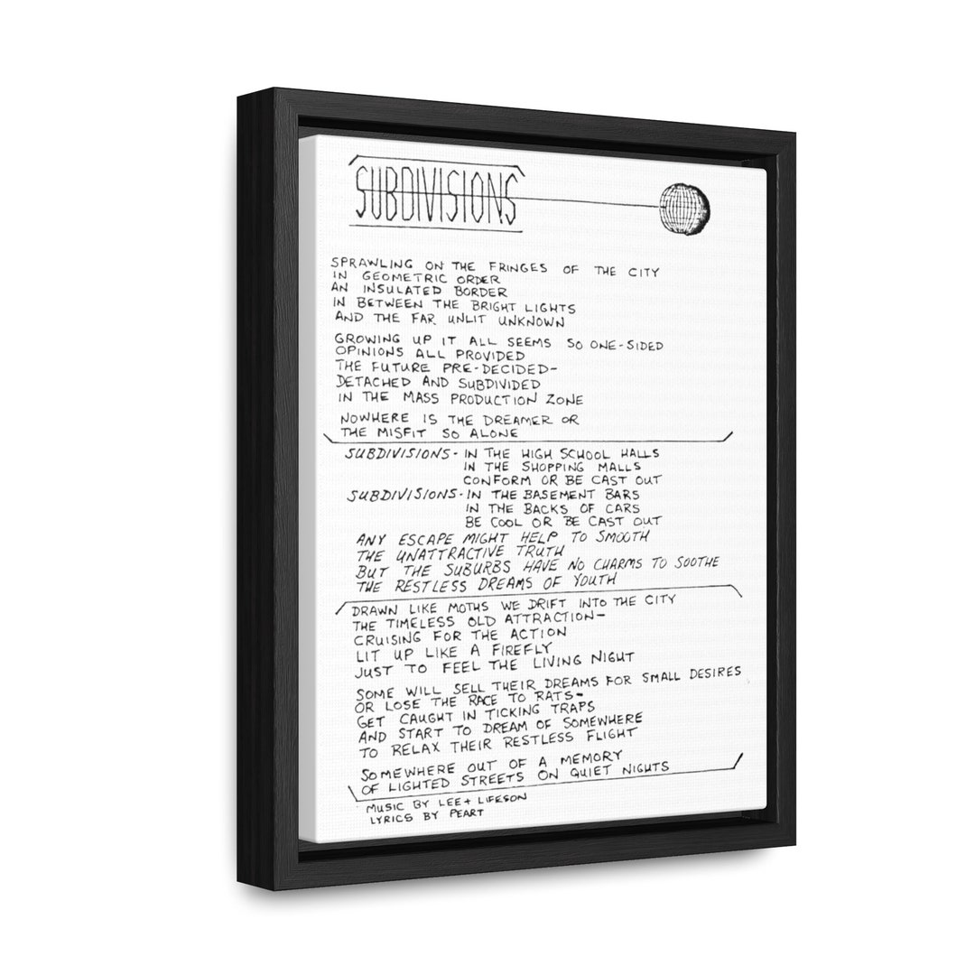 Rush Subdivisions Lyric Sheet Rush Band Moving Pictures Limelight Rush ...