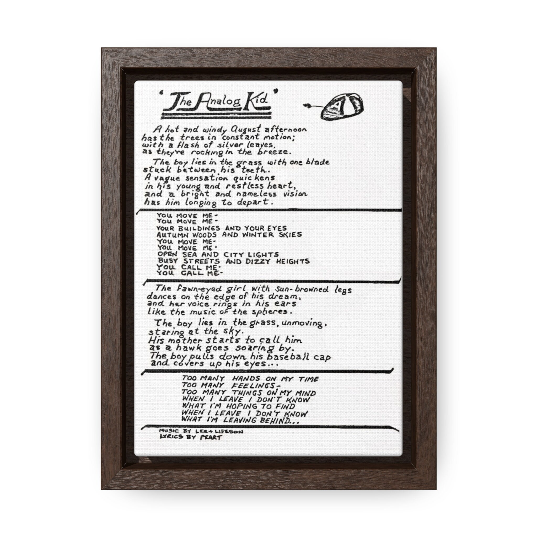 Rush Analog Kid Lyric Sheet Rush Band Rush Signals Rush Memorabilia - Etsy