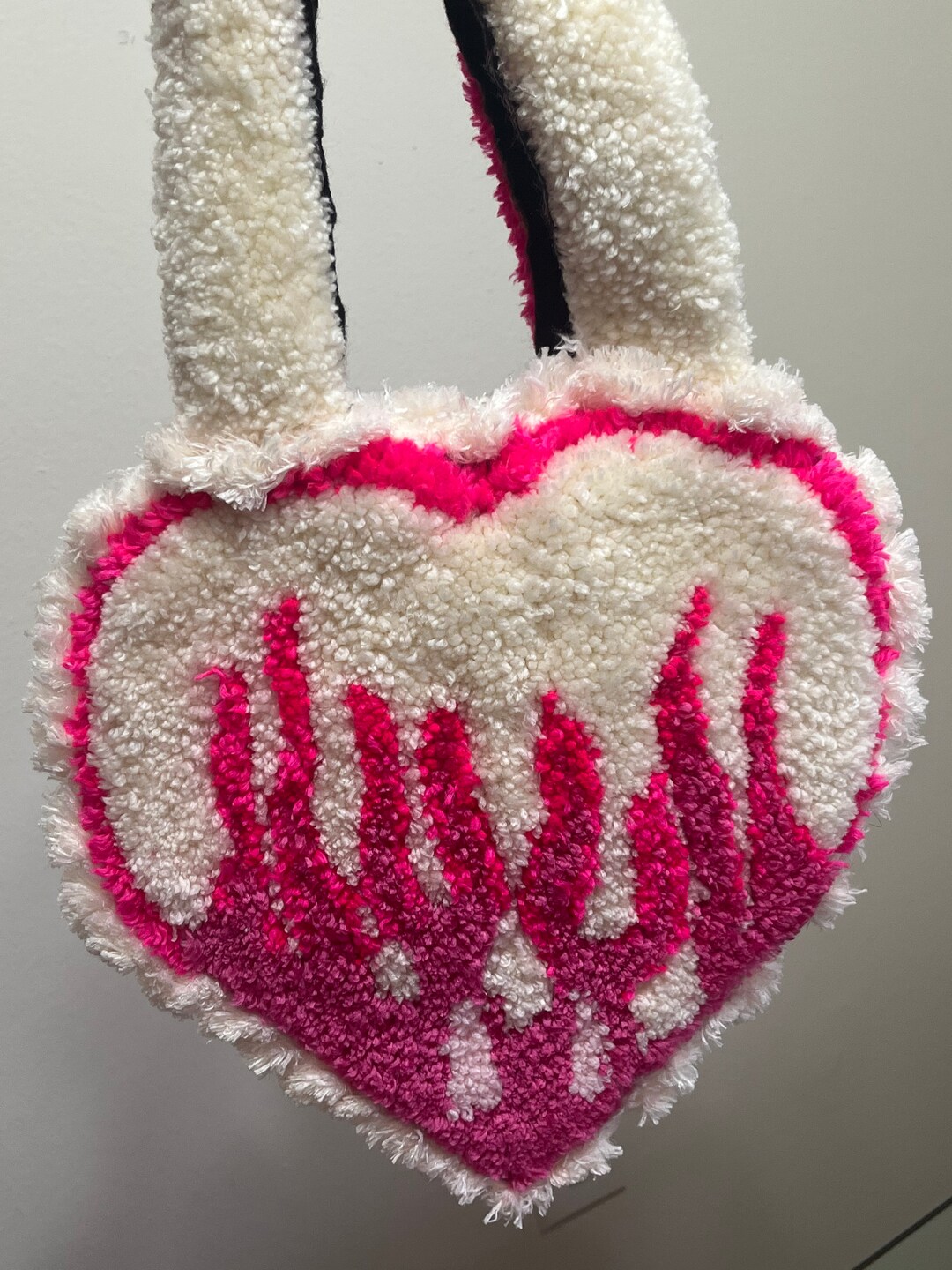 Shades of Pink Heart on Fire Tufted Purse - Etsy