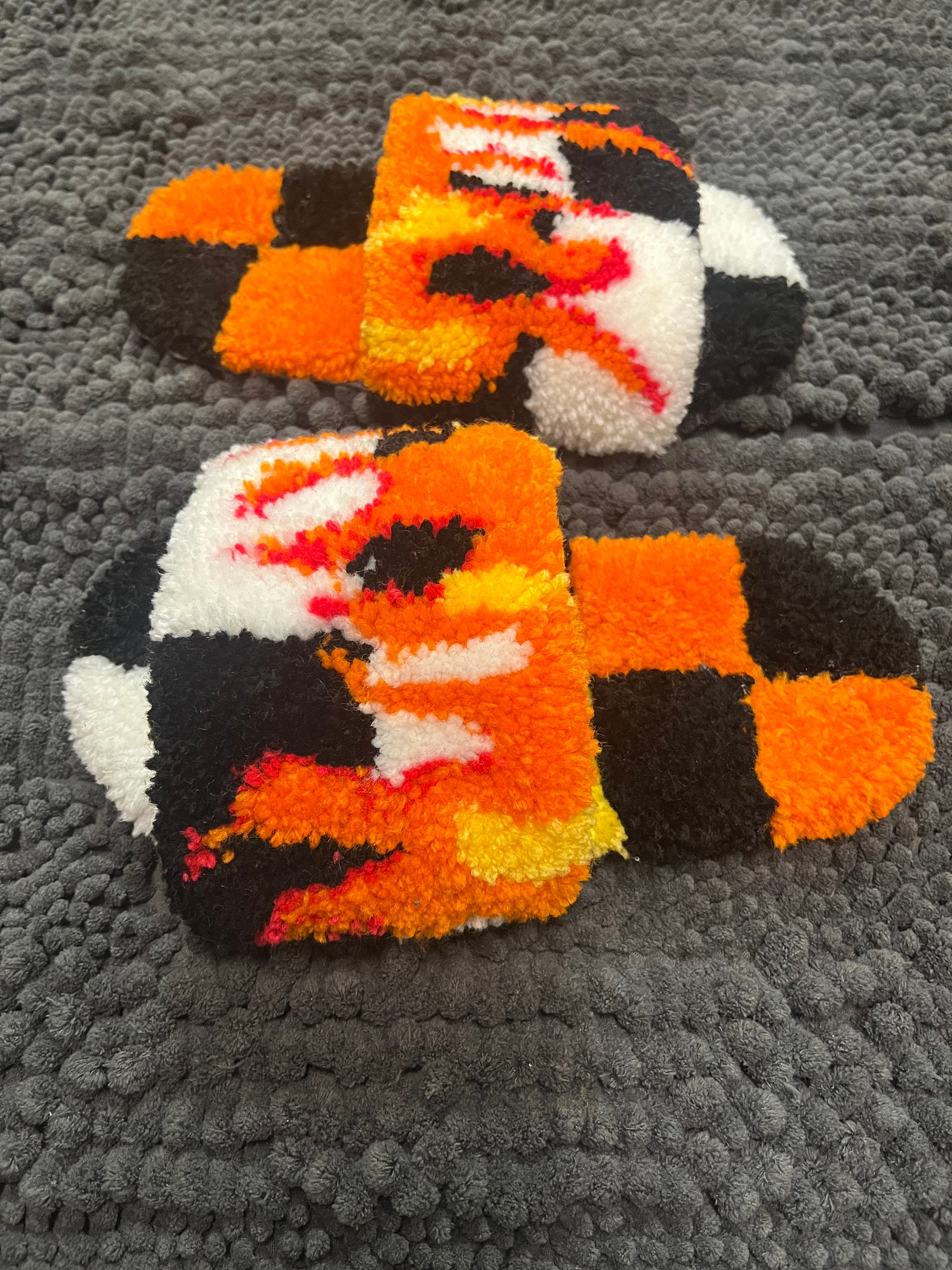 Retro Checkers on Fire Tufted Rug Slippers - Etsy