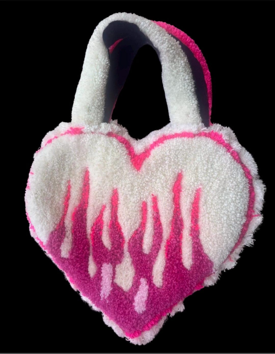Shades of Pink Heart on Fire Tufted Purse (large) - Etsy