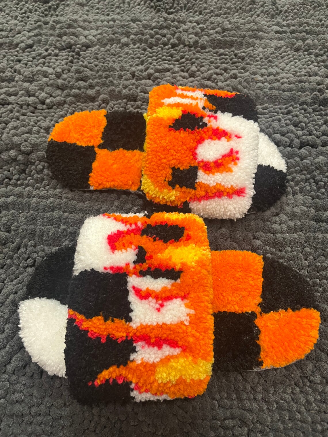 Retro Checkers on Fire Tufted Rug Slippers - Etsy