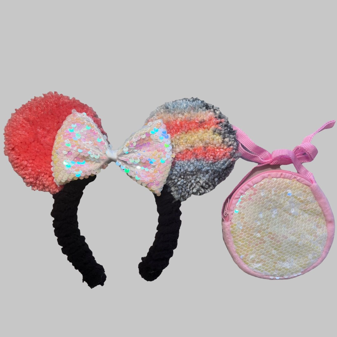 Peach an Sunset Inspired Tuft/rug Minnie Ear Headband and - Etsy