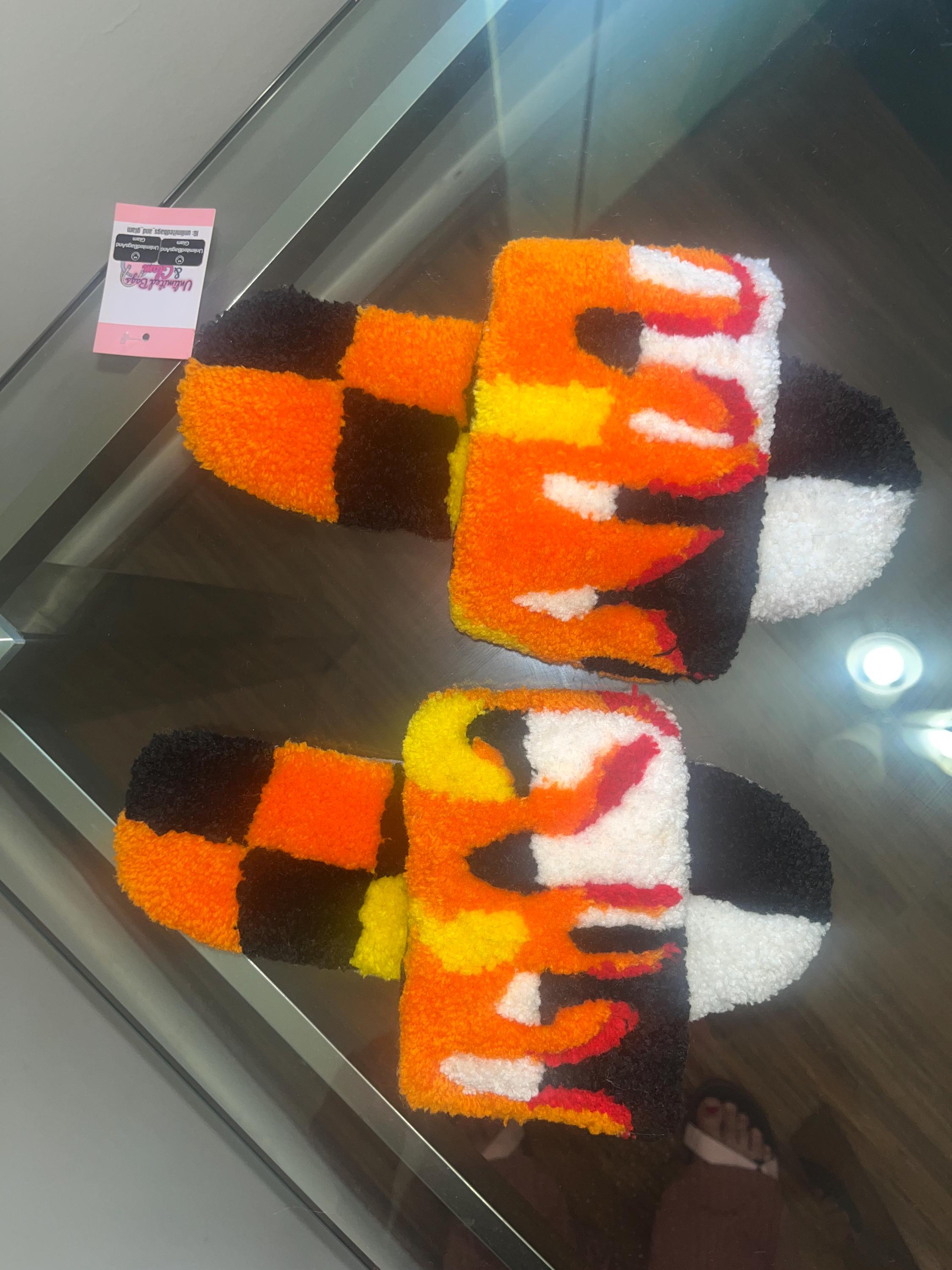 Retro Checkers on Fire Tufted Rug Slippers - Etsy