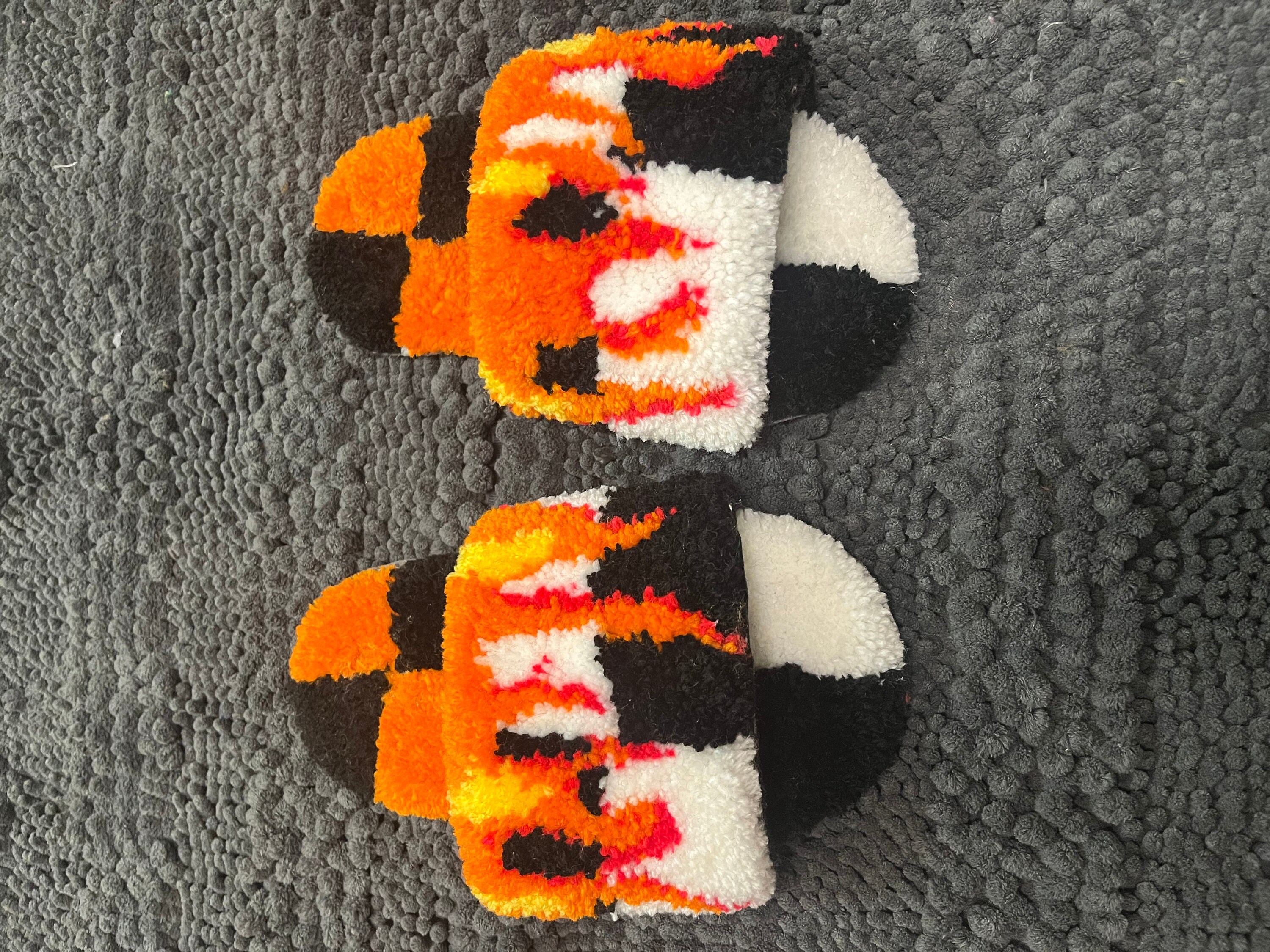 Retro Checkers on Fire Tufted Rug Slippers - Etsy