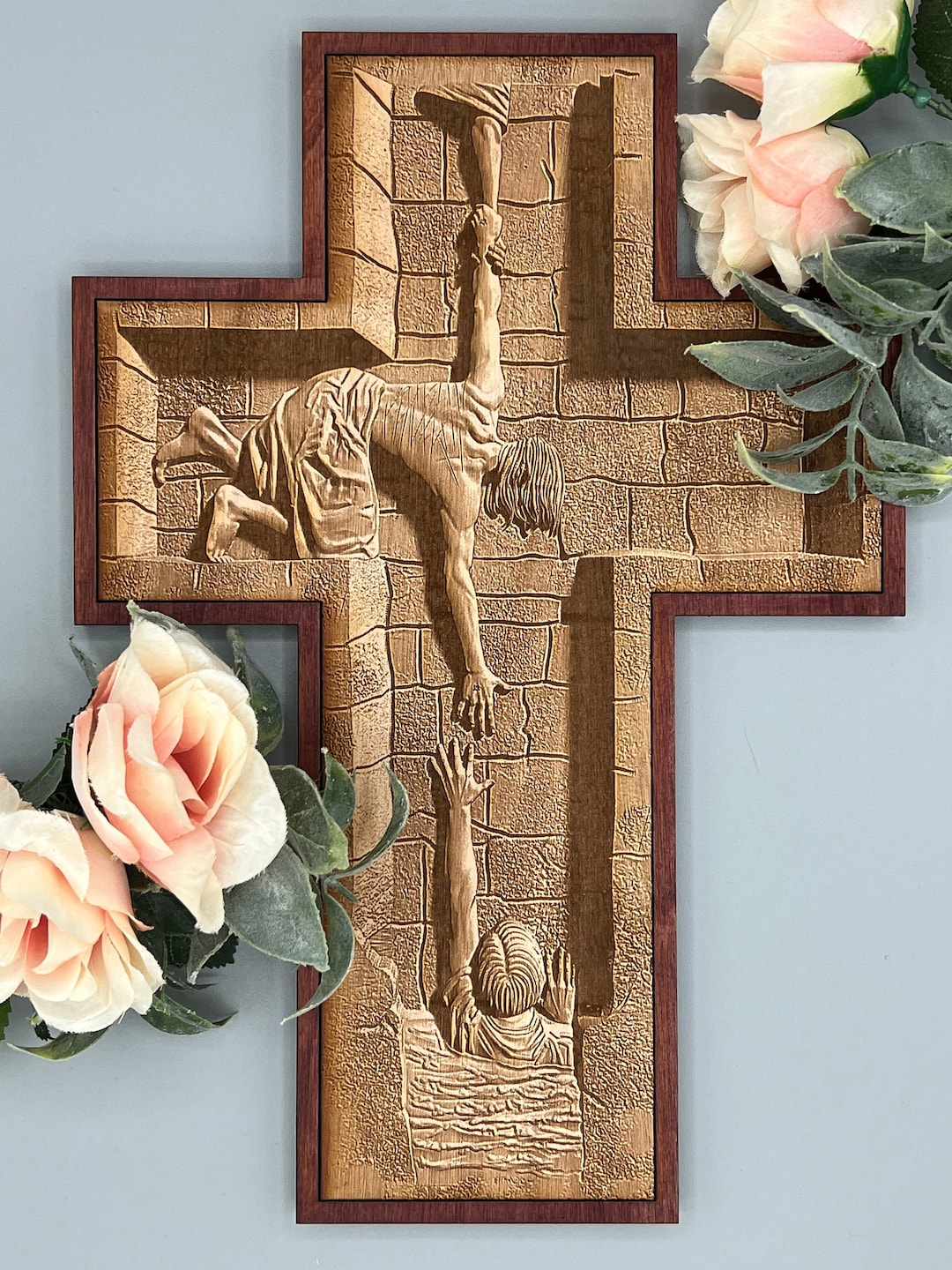 Jesus Reaching Cross: Laser Etched Christian Wall Art/unique Christian ...