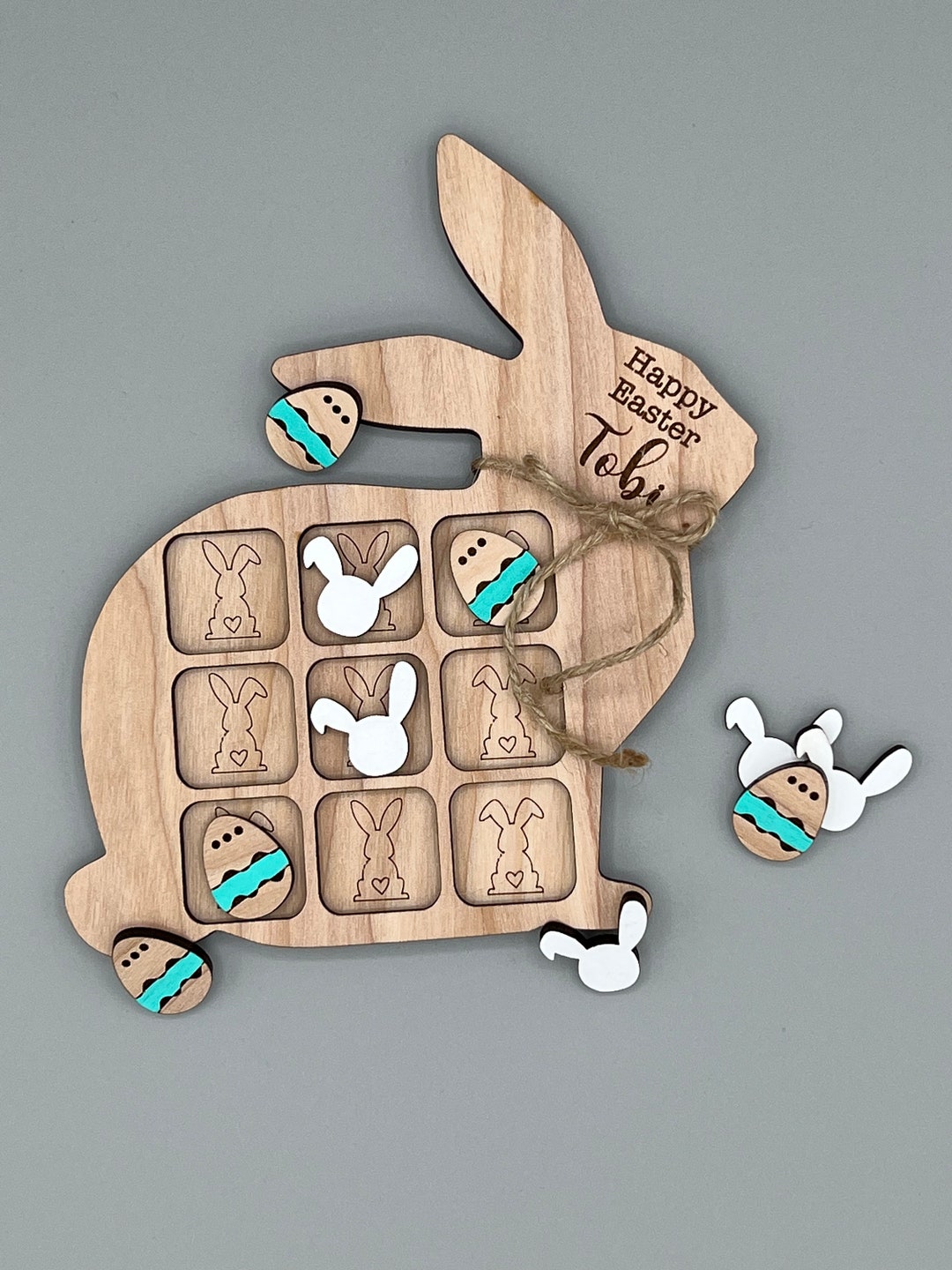 Easter - Easter Bunny Shaped Tic Tac Toe Game With Storage Bag/easter ...