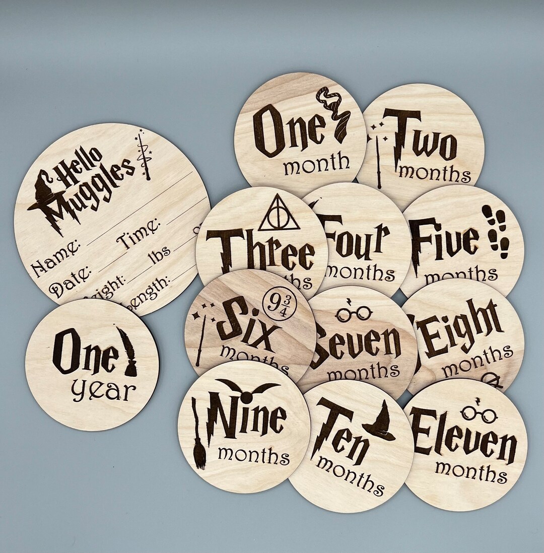 Harry Potter Themed Maple Engraved Milestone Month Markers/whimsical ...