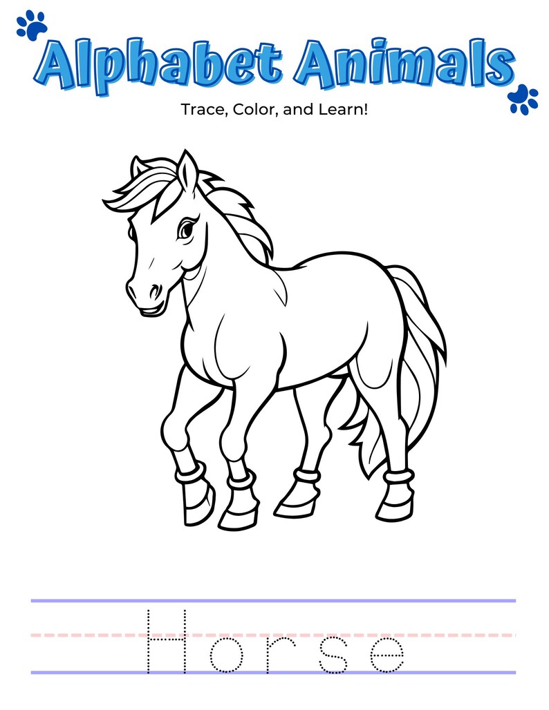 Animal Alphabet Coloring Pages & Tracing Printable, Educational Fun for ...