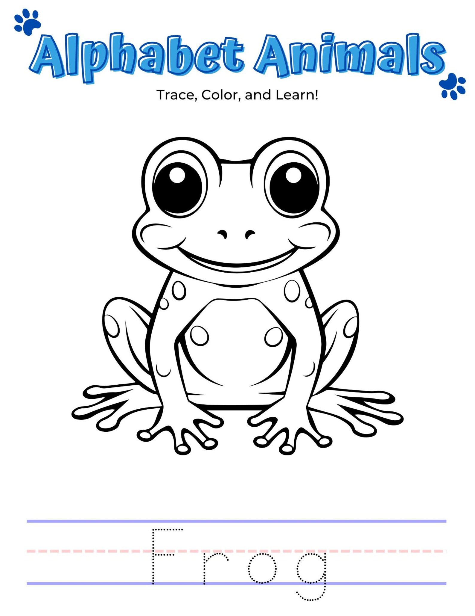 Animal Alphabet Coloring Pages & Tracing Printable, Educational Fun for ...