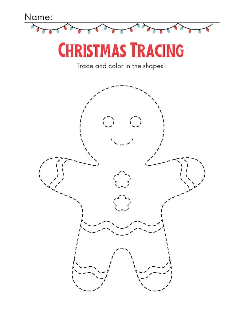 Christmas Trace and Color Pages, Christmas Printable, Christmas ...