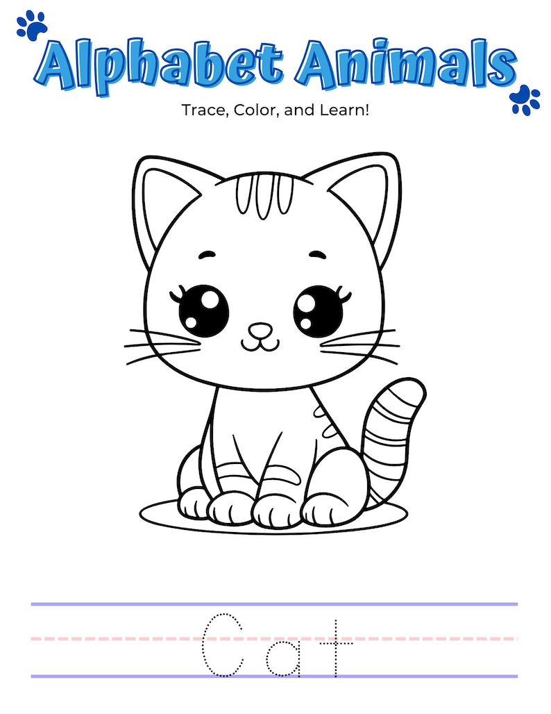 Animal Alphabet Coloring Pages & Tracing Printable, Educational Fun for ...