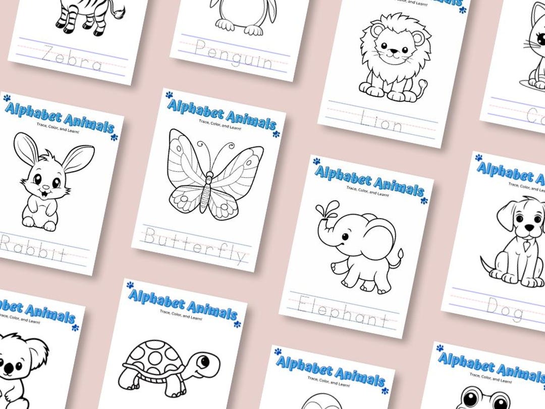 Animal Alphabet Coloring Pages & Tracing Printable, Educational Fun for ...