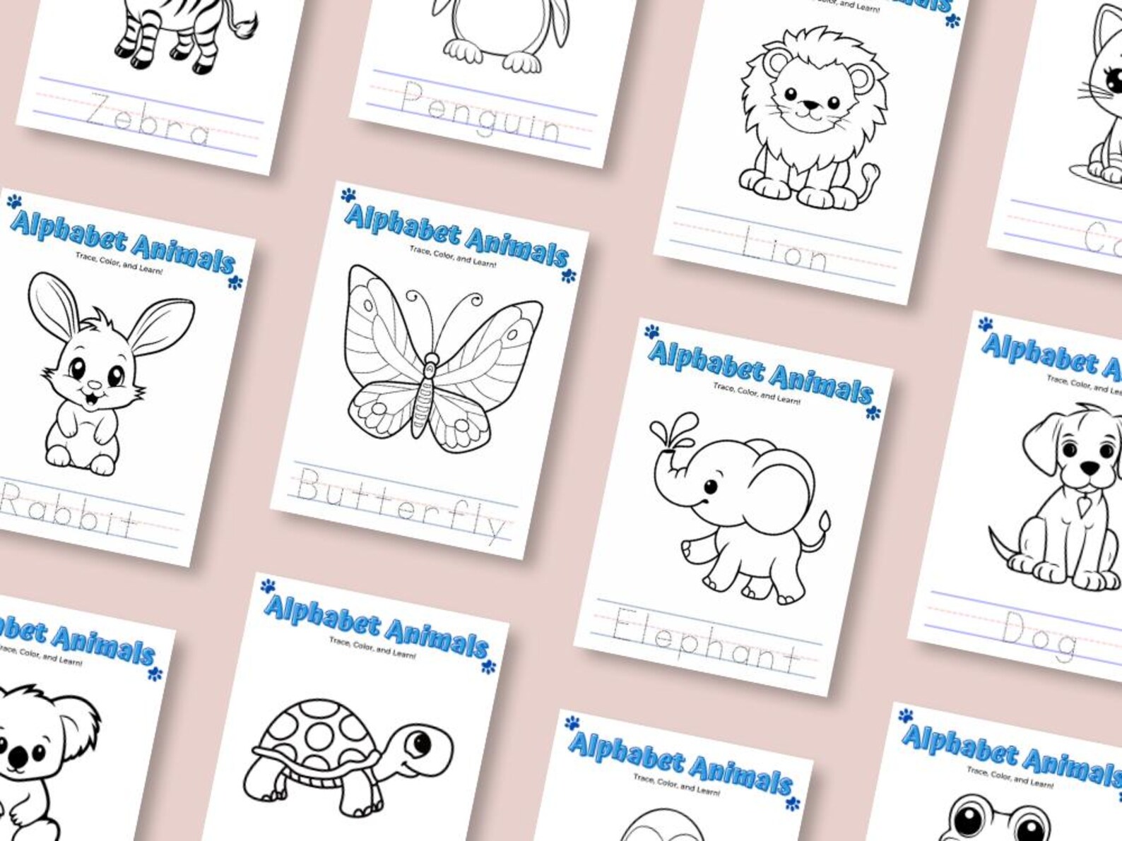 Animal Alphabet Coloring Pages & Tracing Printable, Educational Fun for ...