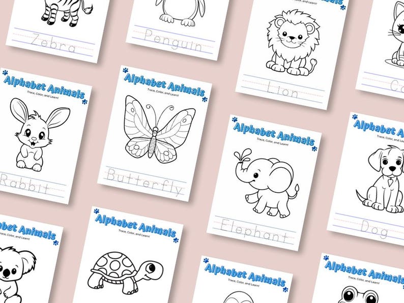 Animal Alphabet Coloring Pages & Tracing Printable, Educational Fun for ...