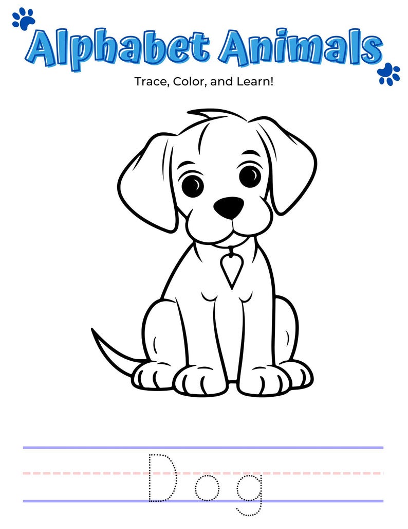 Animal Alphabet Coloring Pages & Tracing Printable, Educational Fun for ...