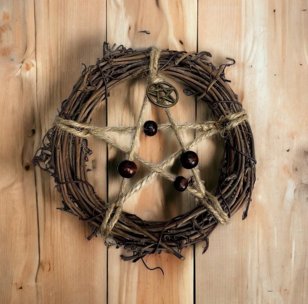 Pentacle Altar Tile Wreath: Handcrafted Pagan Home Décor for Rituals ...