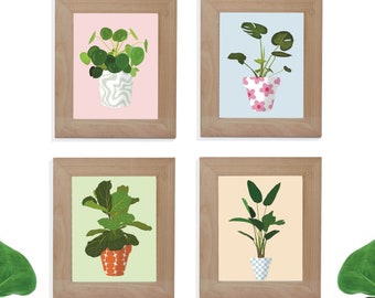 Fruit Pattern Pot Art Bundle, Minimalistic Plant Art, Printable Wall ...