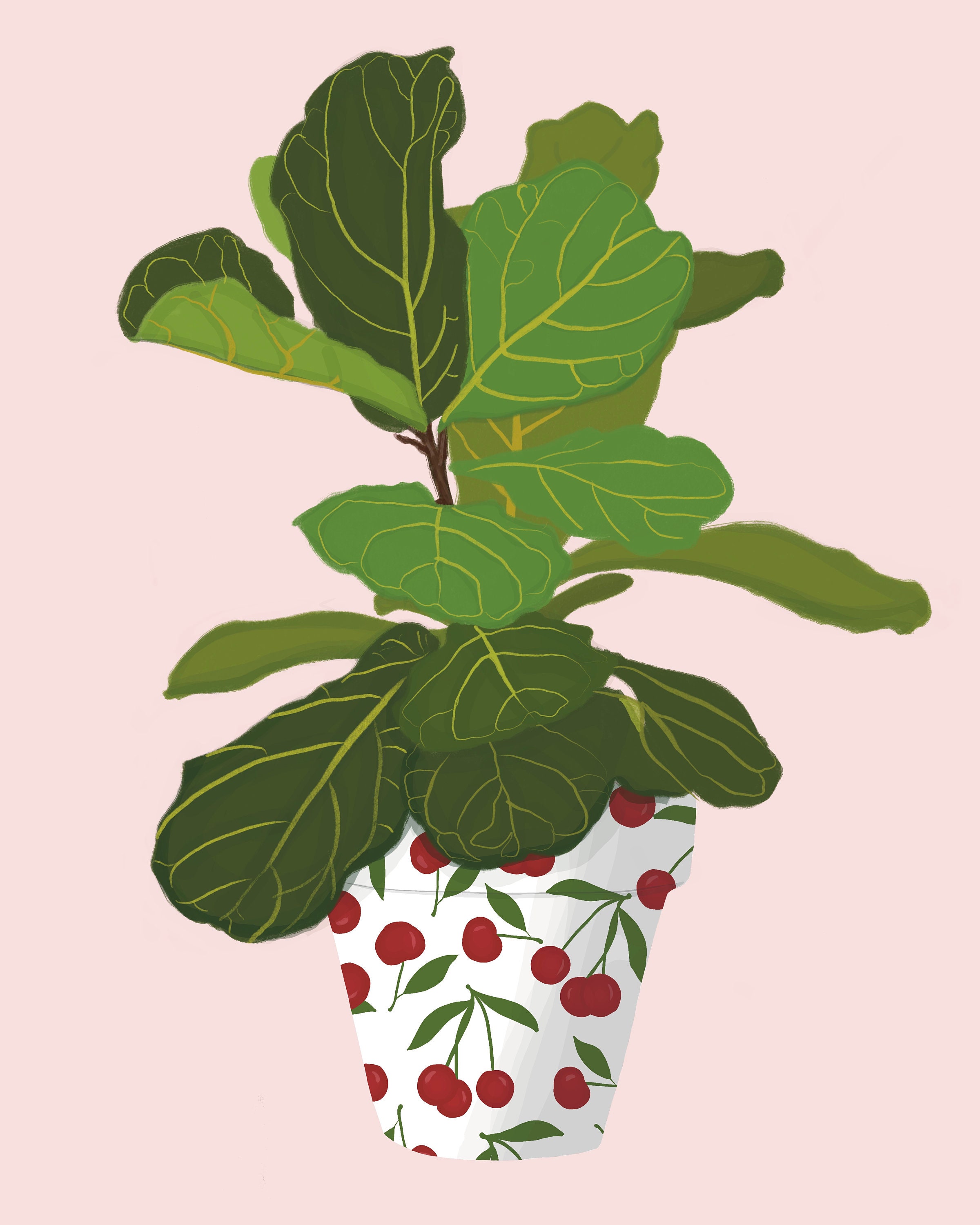 Fiddle Leaf Fig in Fruit Pot, Minimalistic Plant Art, Printable Wall ...