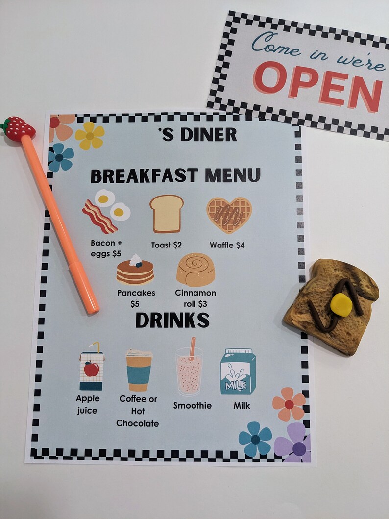 Pretend Play Diner Menus - Etsy