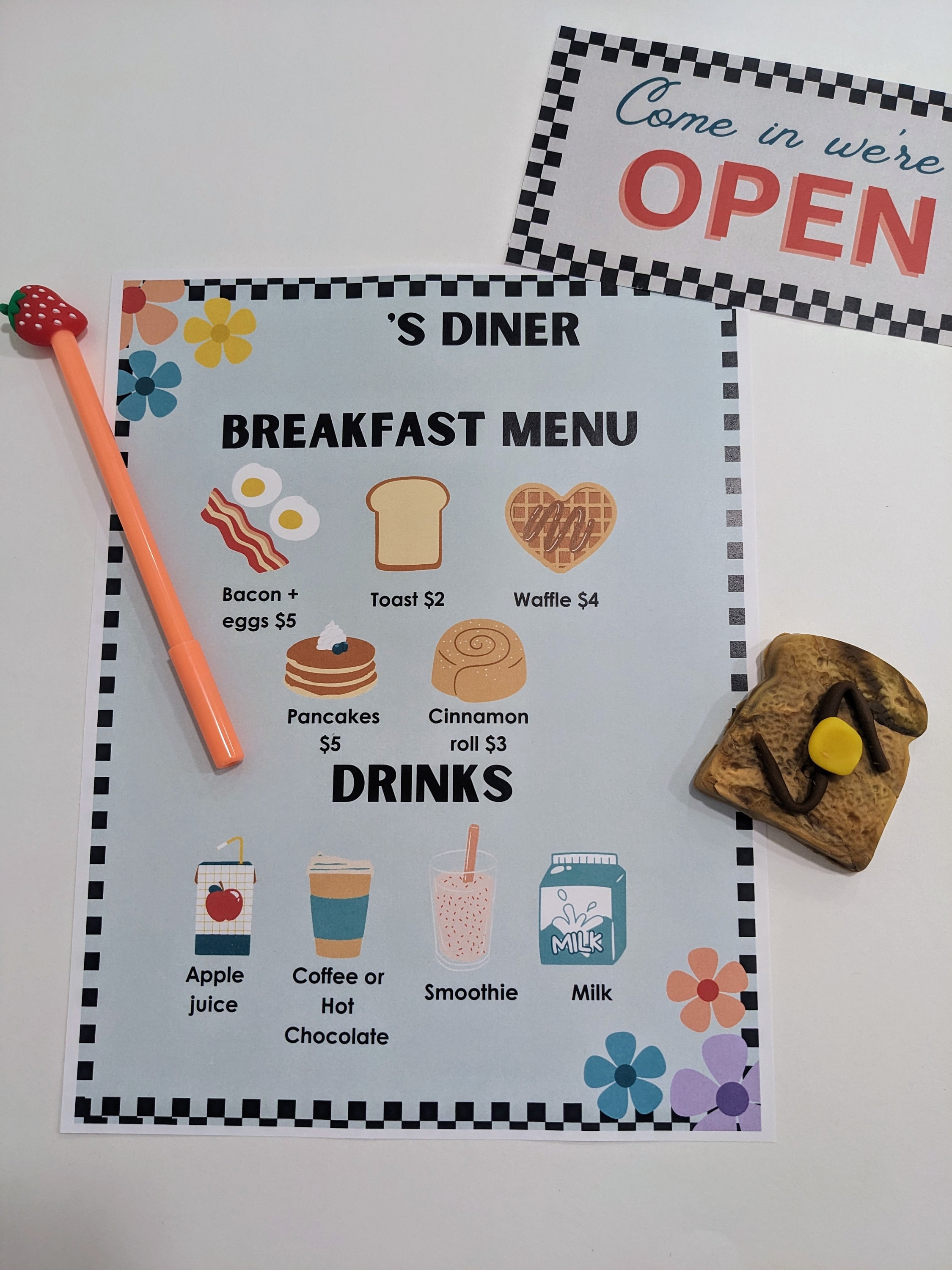 Pretend Play Diner Menus - Etsy