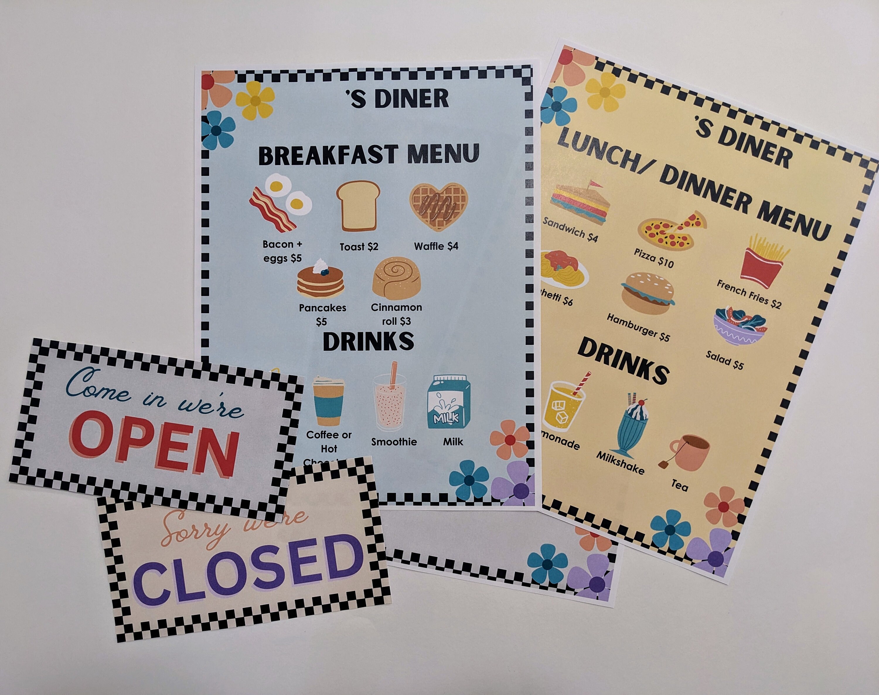 Pretend Play Diner Menus - Etsy