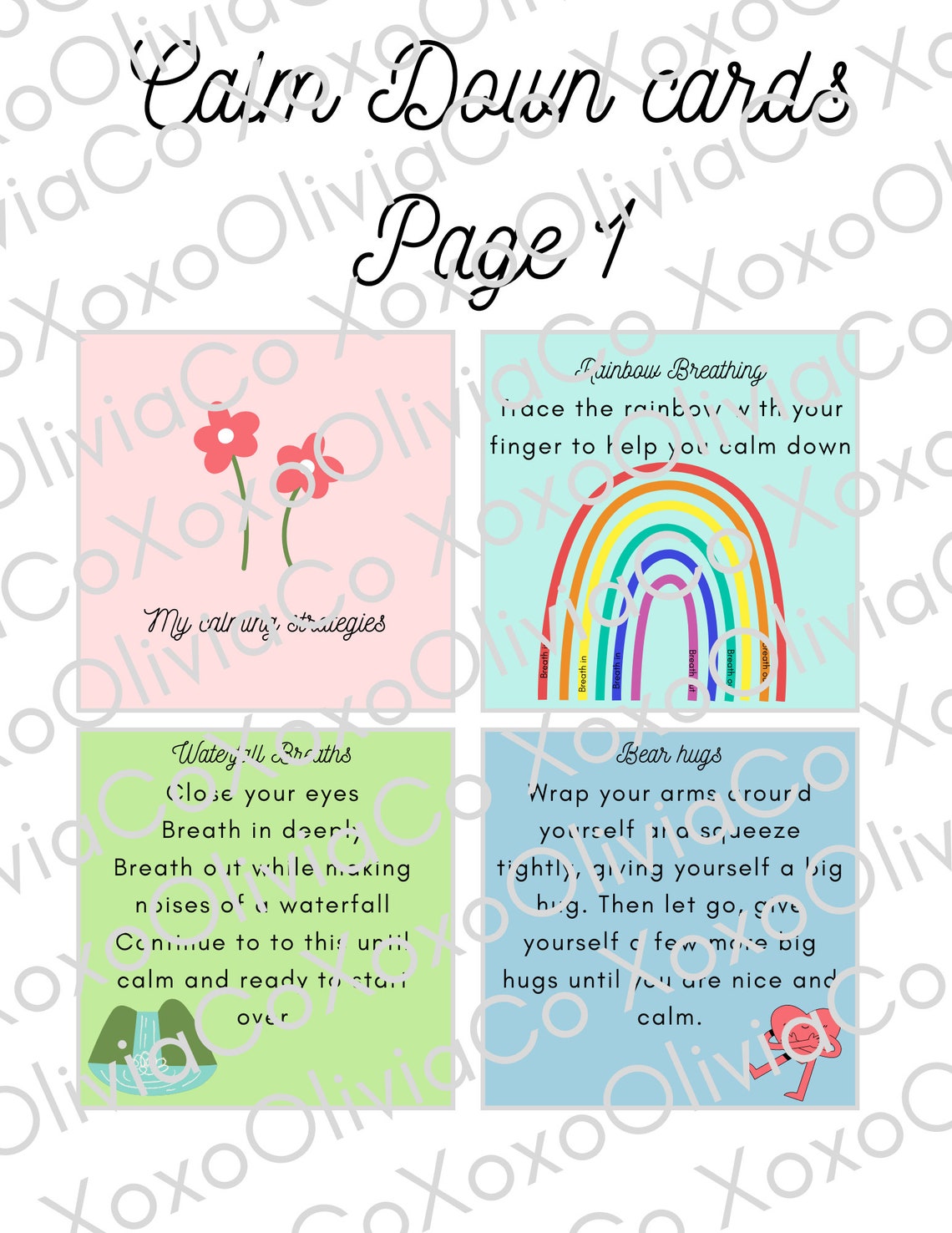 Calm Down Cards Set of 8 - Etsy