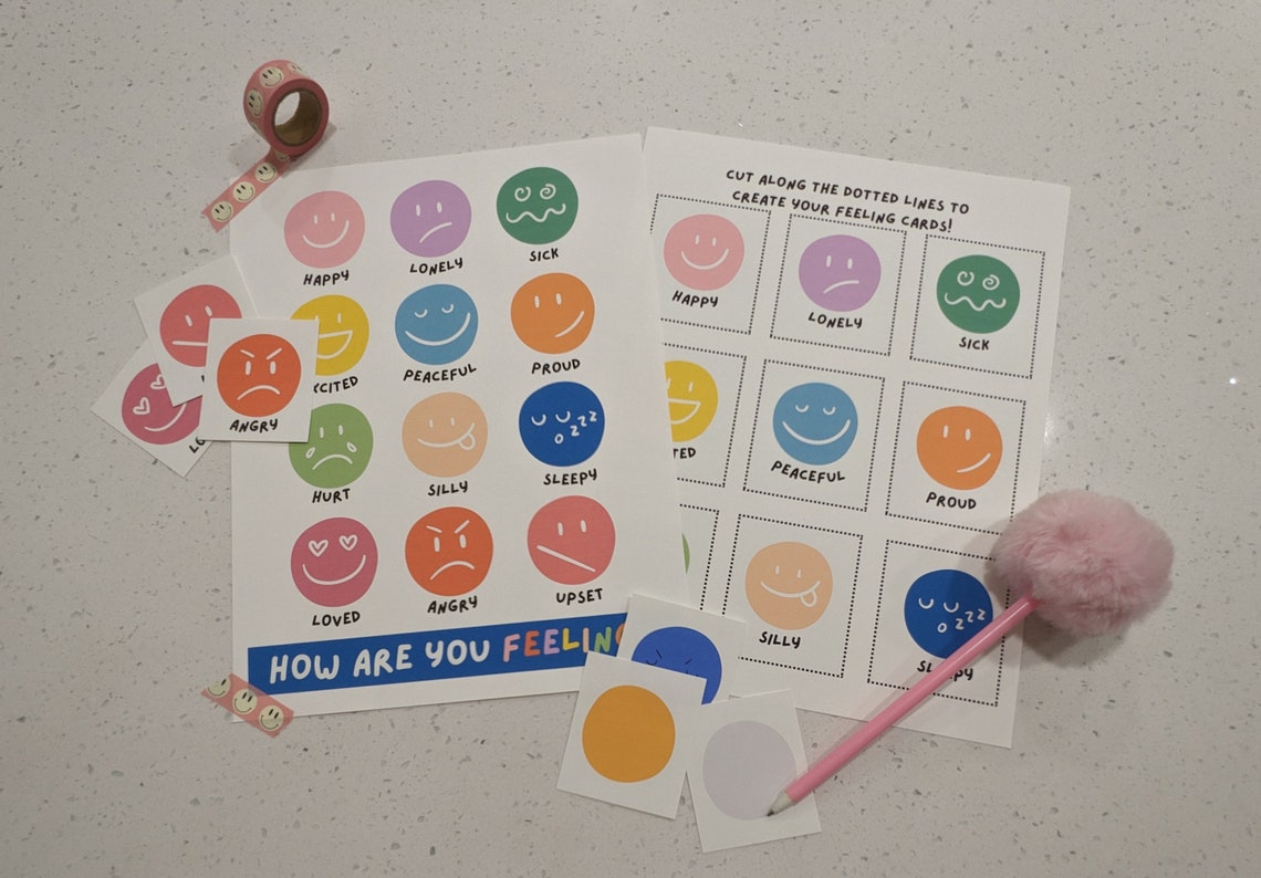 Feelings Chart Feelings Cards - Etsy