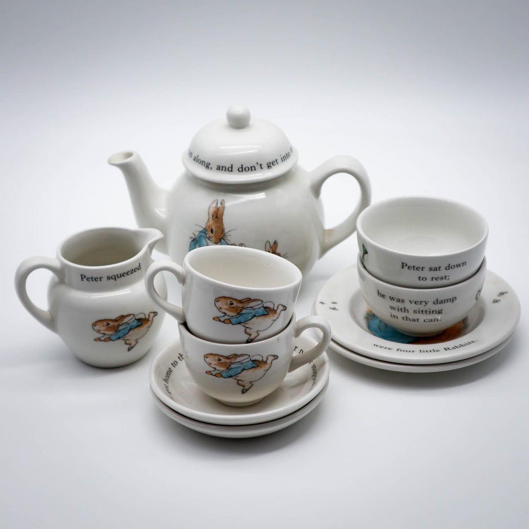 Wedgwood Peter Rabbit Children's Tea Set Beatrix Potter 10 Pc Complete ...