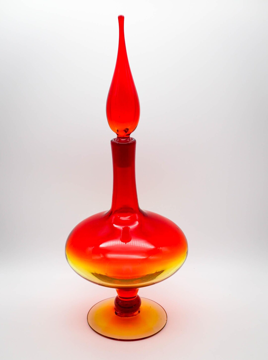 Vintage Blenko 6212 Tangerine Genie Bottle Decanter by Wayne Husted 21 ...