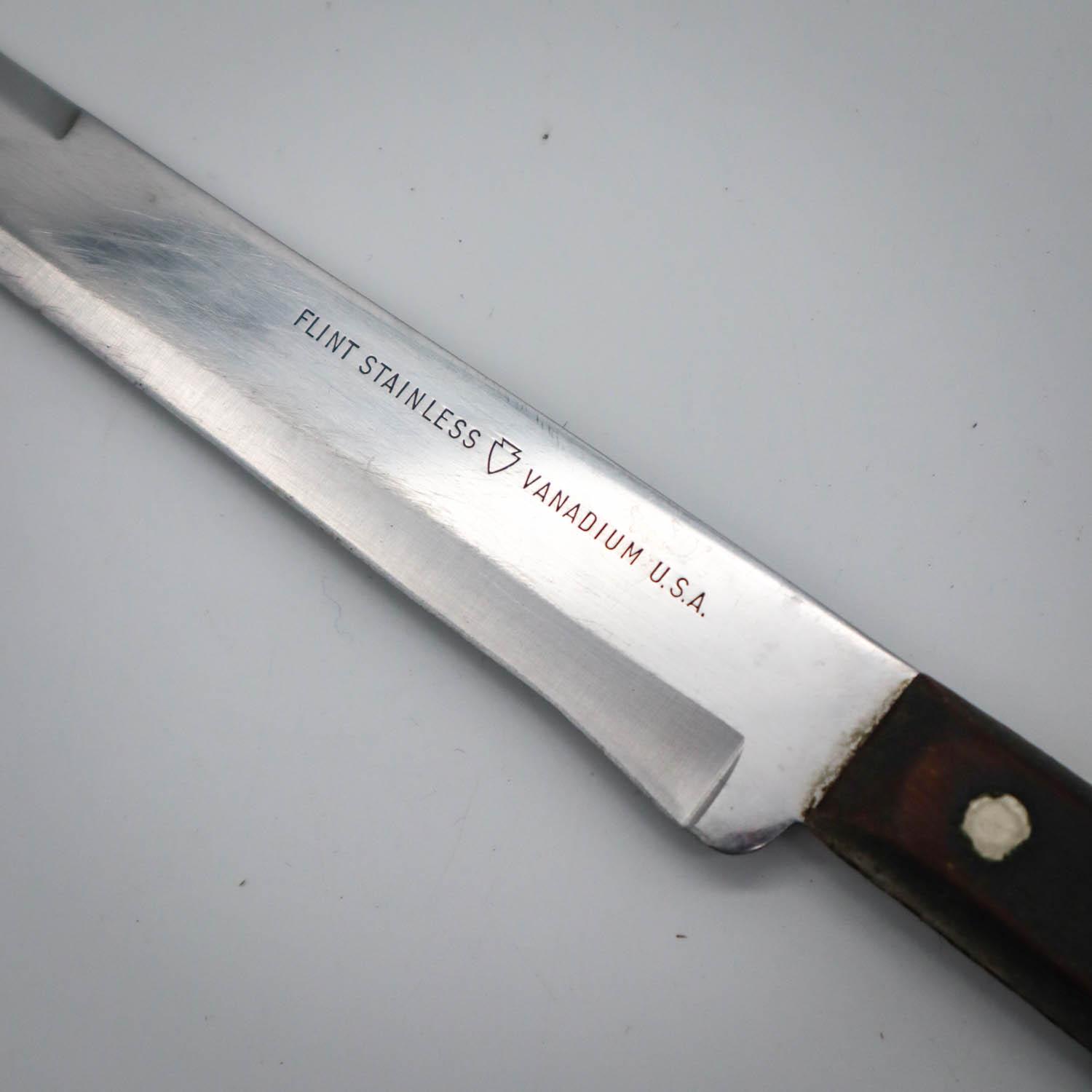 Vintage Ekco Flint Stainless Vanadium Long Meat Carving Knife Wooden ...