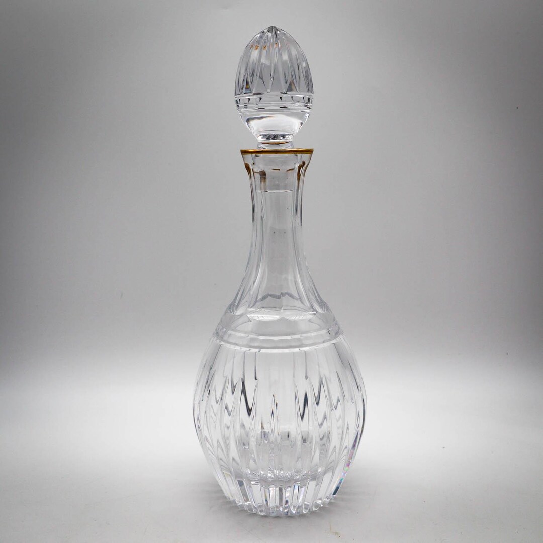 Waterford Crystal Marquis Hanover Gold Rim 12" Decanter Stopper Hand ...