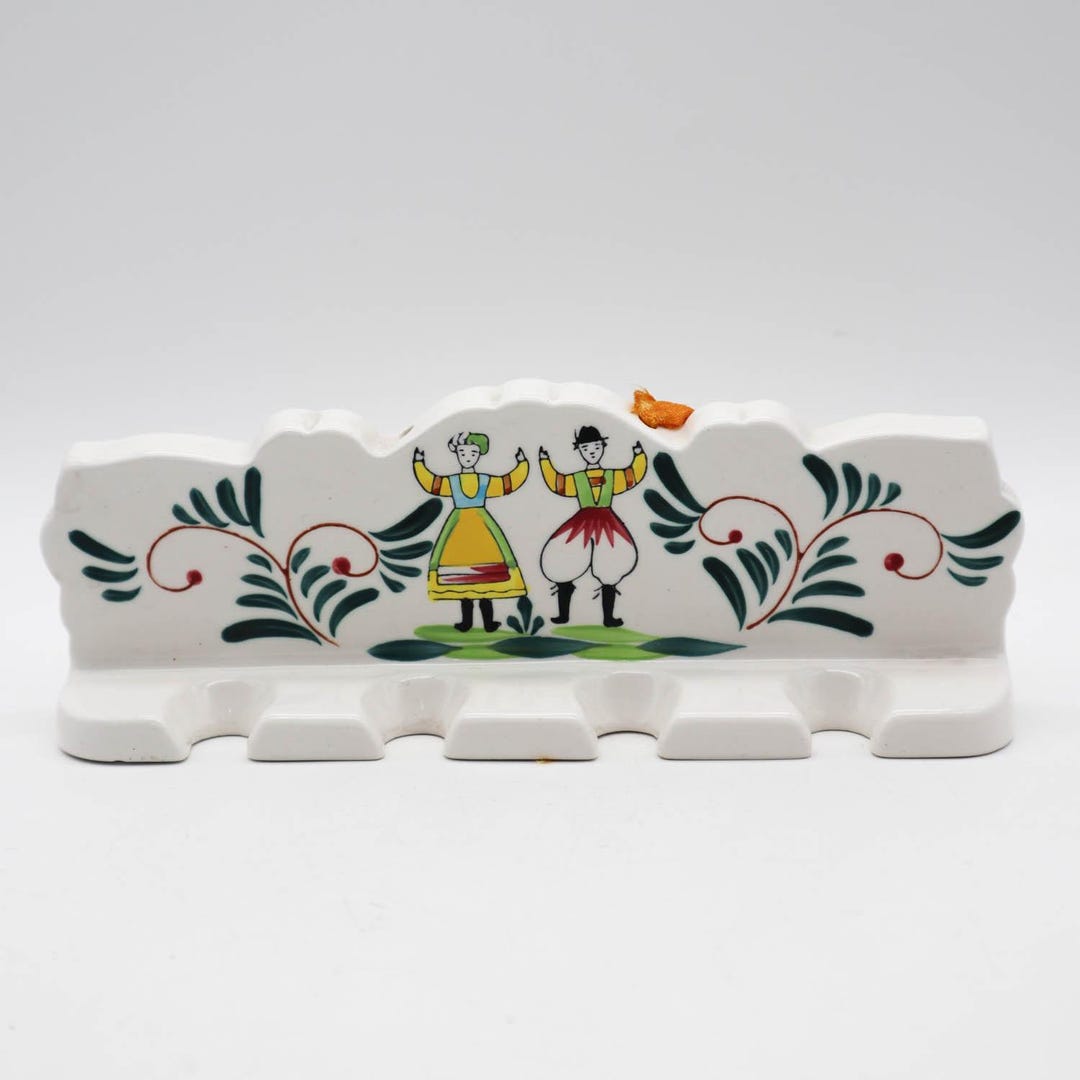 Vintage Ceramic Folk Art Utensil Holder Wall Mounted Made in Japan ...