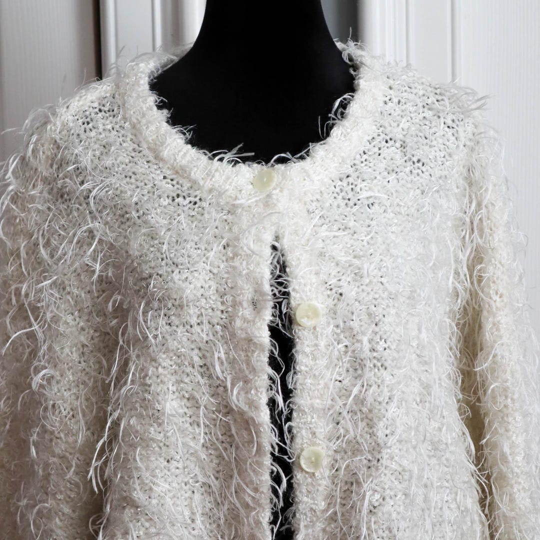 Vintage Plus Size Mohair Blend Fuzzy Furry Cardigan Sweater 3x Jacque ...