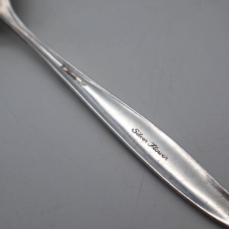 Vintage Oneida Community Silver Flower Slotted Pierced Serving Spoon ...