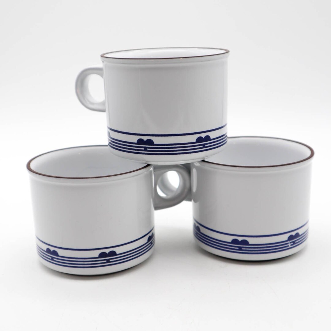 3 Vintage Hornsea England Pottery Danube Coffee Mugs Tea Cups Blue ...