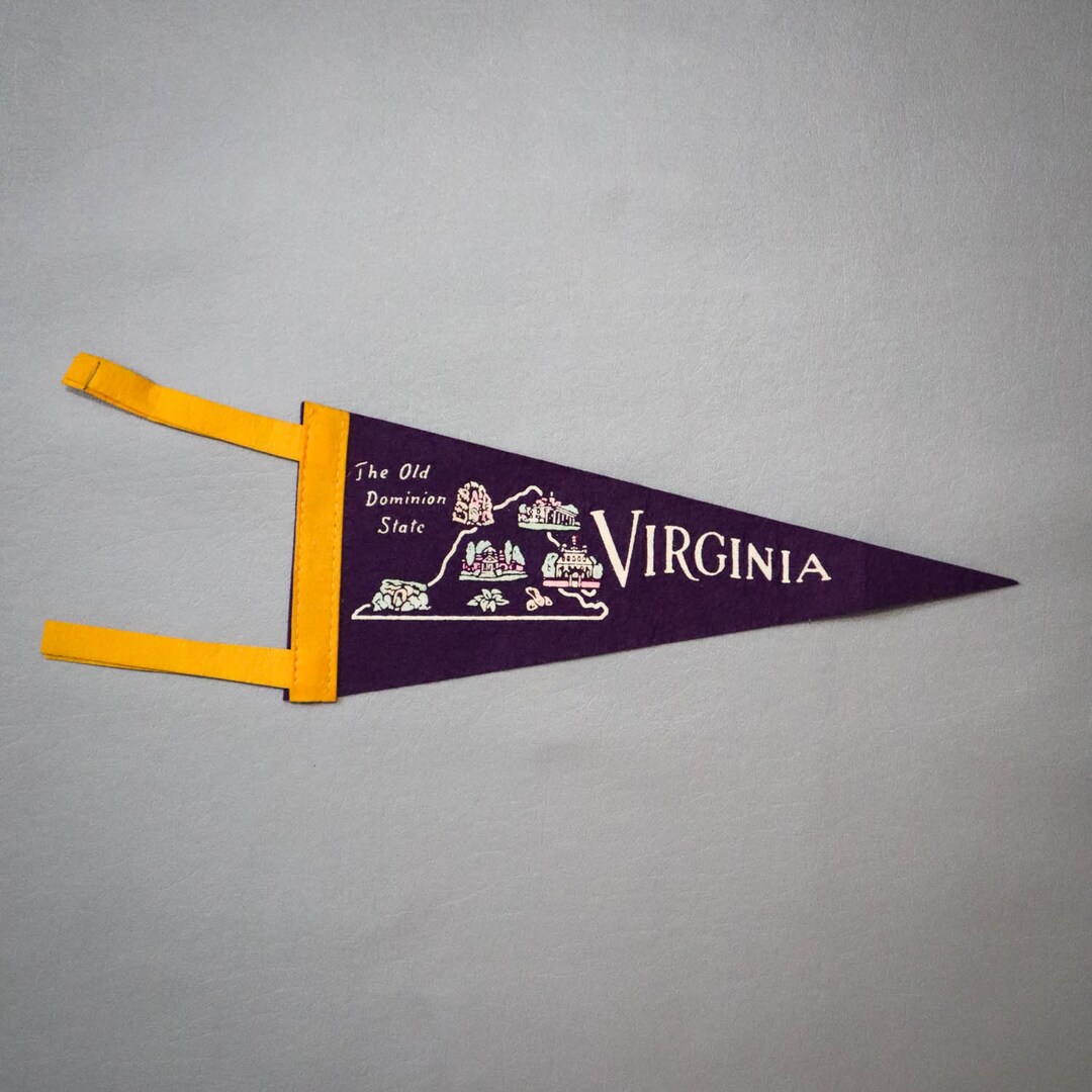 Vtg Virginia Souvenir Travel Felt Pennant the Old Dominion State Map ...