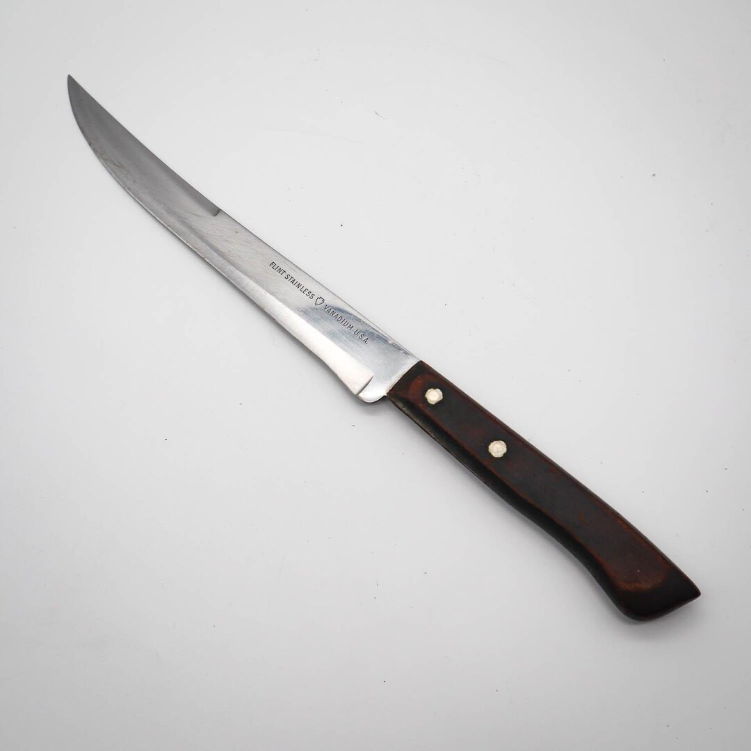 Vintage Ekco Flint Stainless Vanadium Long Meat Carving Knife Wooden ...