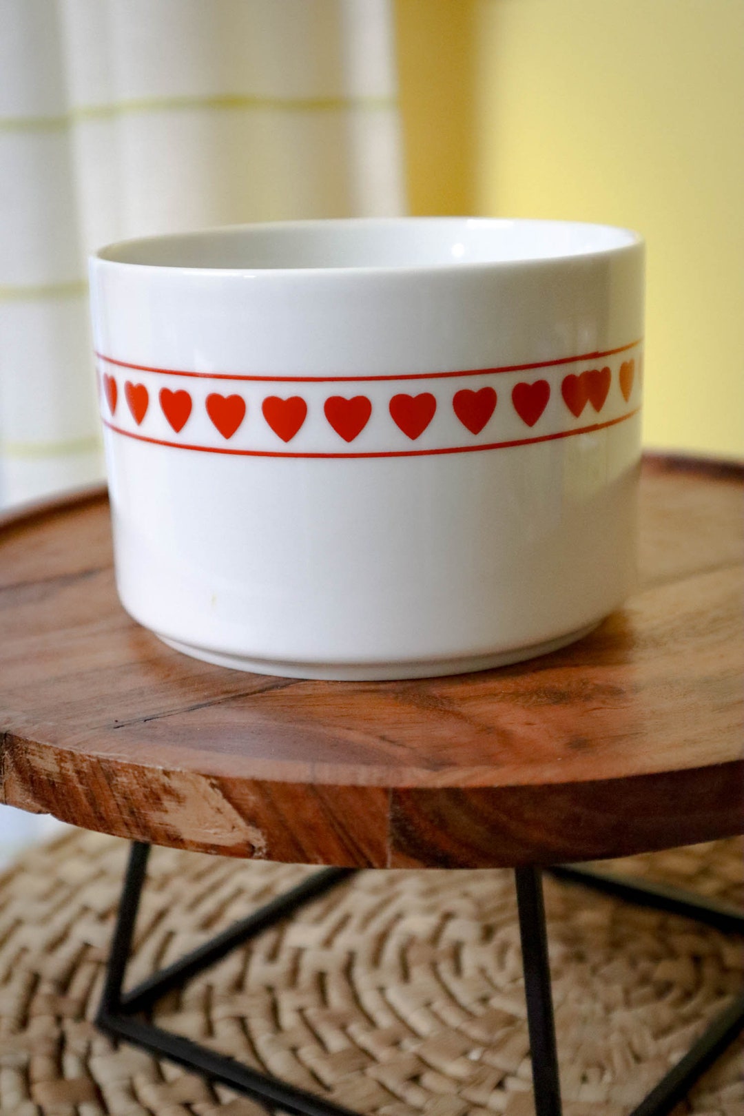 Vintage FTDA Heart Pattern Planter Plant Pot Vase Candy Bowl Trinket ...
