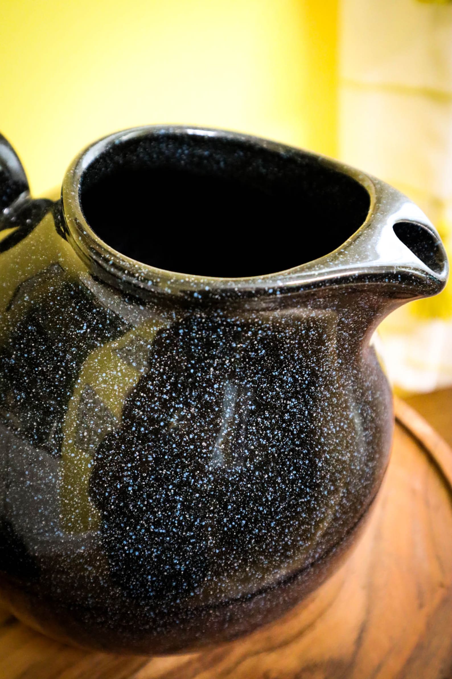 Vtg Waechtersbach Ceramic Ball Water Pitcher Black Blue Speckled West ...