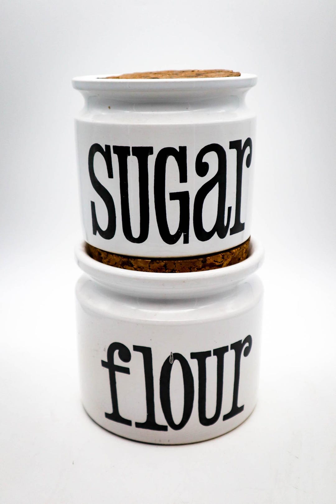 Vintage TG Green Spectrum Ceramic Flour & Sugar Jars Food Canisters ...