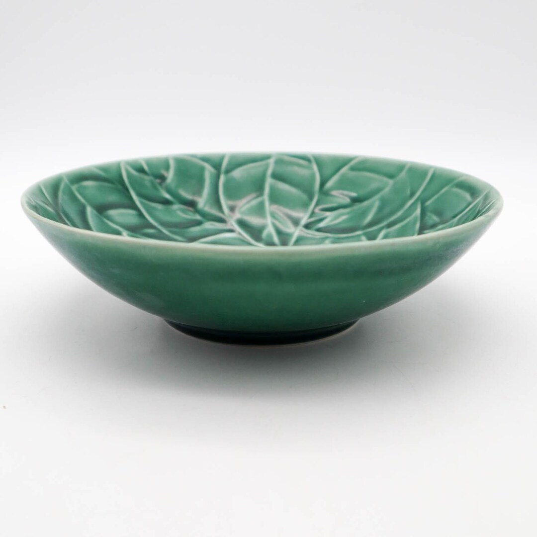1 Pier 1 Jade Leaves Ceramic Coupe Soup Cereal Bowl 8" Floral ...