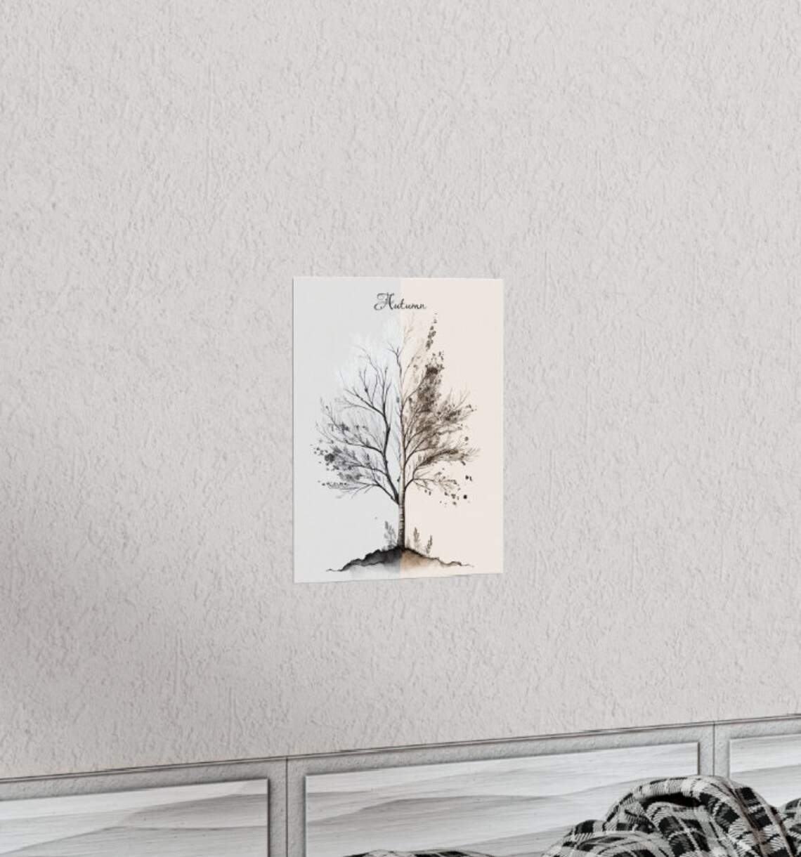 Tree Drawing, Minimalist Art, Autumn Leaves, Nature Sketch, Seasonal ...