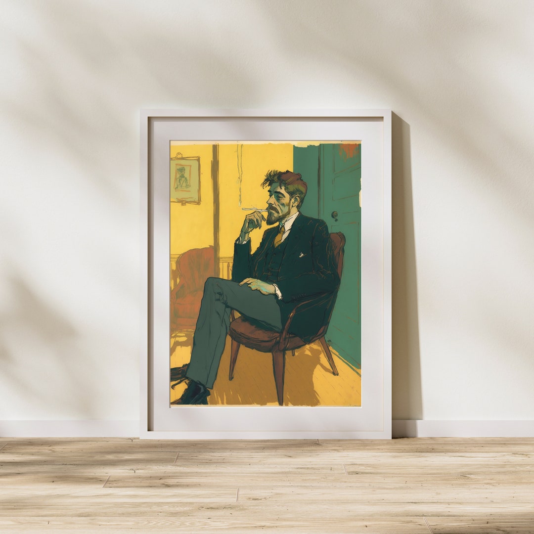 Vintage Print, Vibrant Vintage, Gentleman's Office, Moment of Solace ...