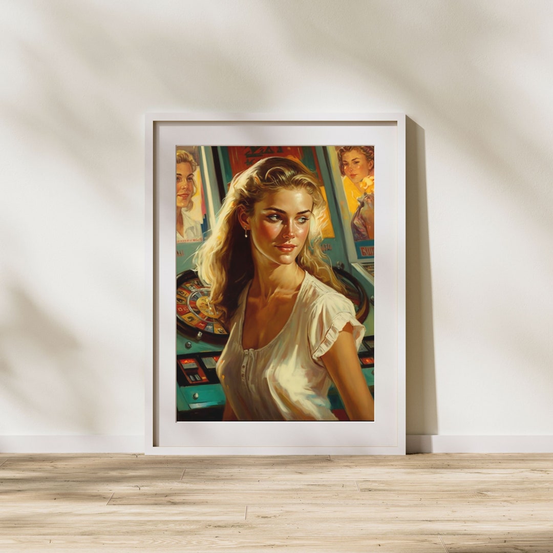 Vintage Arcade Print 1950s A Nostalgic and Colorful Piece of Artwork A ...