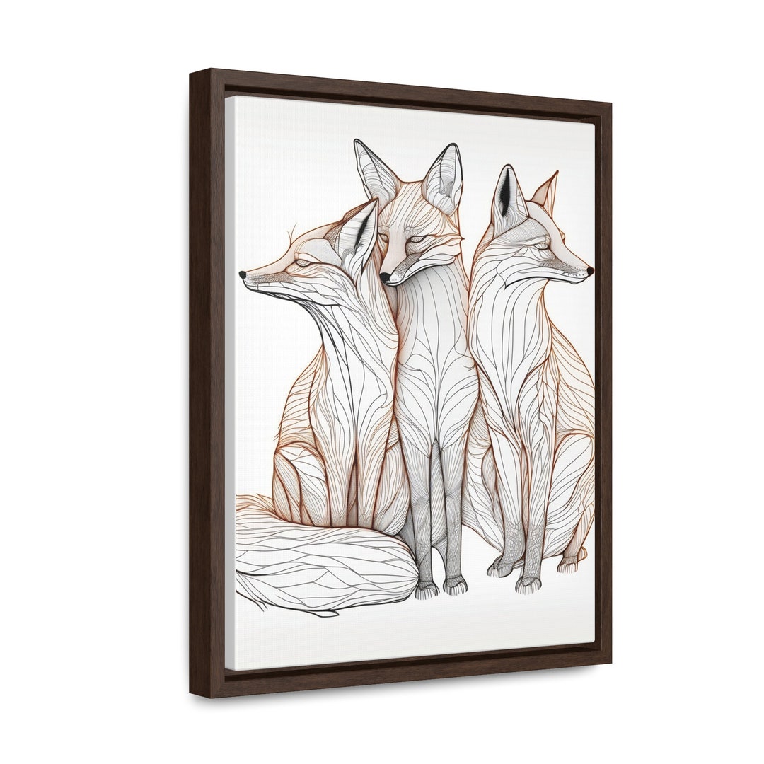 Line Art Print of Fox Artwork. Animal Art for Nursery, Wildlife Prints ...