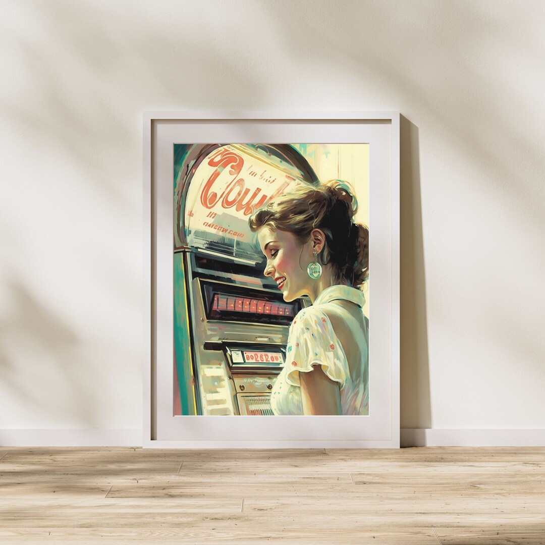 Jukebox Retro Digital Print Vintage Wall Art for Nostalgic Music Lovers ...
