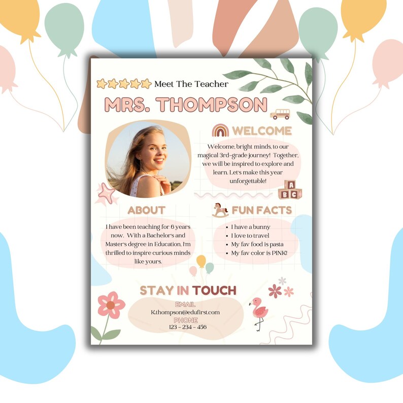 Meet the Teacher Template, Boho Meet Teacher Template , Back to School ...