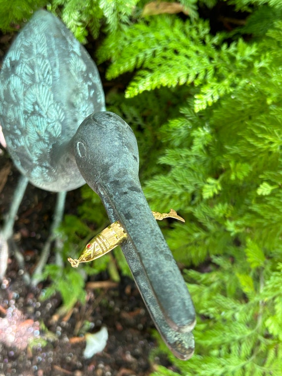 Vintage 19k Gold and Enamel Articulated Fish Pendant - Gem